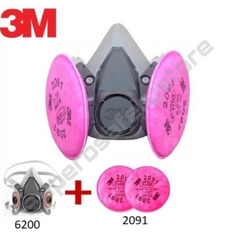 3M Half Facepiece Reusable Respirator 6200/07025(AAD) Medium 3M 2091 or ...