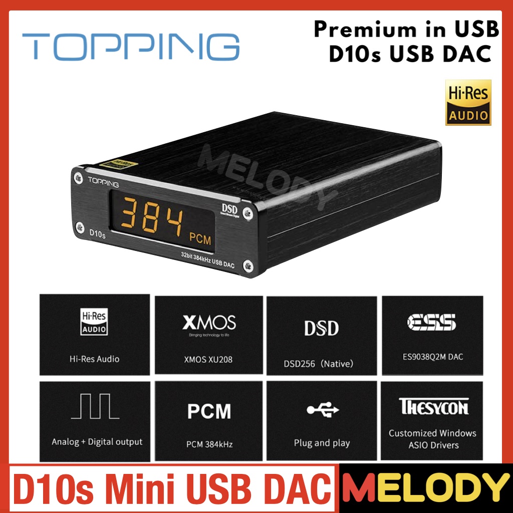 TOPPING D10s USB DAC ชิป XMOS XU208 , ES9038Q2M รองรับ PCM 384kHz/32bit DSD256 รับประกันศูนย์ 1 ...