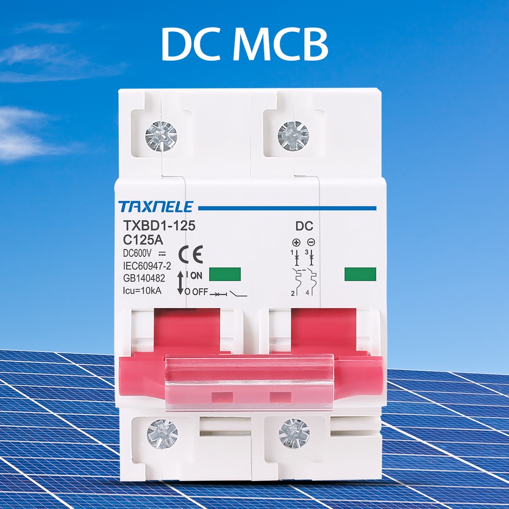 2P DC 600V Solar Mini Circuit Breaker Battery Switch 125A 100A DC MCB for Photovoltaic PV System ...