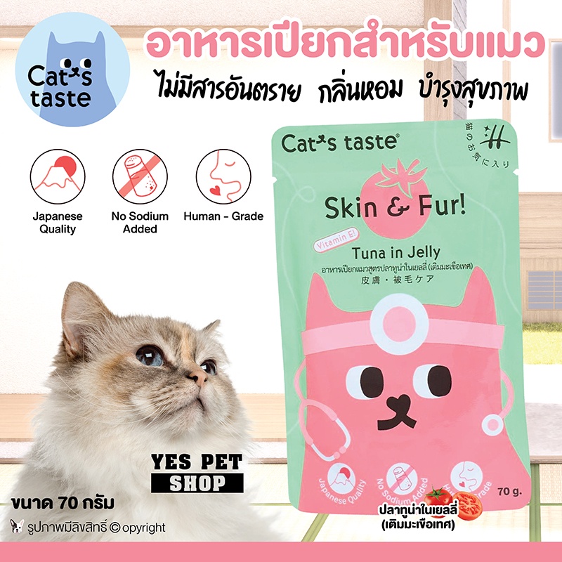อาหารแมว อาหารเปียก Cat’s taste (สูตร Healthy รสปลาทูน่าในเยลลี่) สำหรับแมวอายุ 1 ปีขึ้นไป ขนาด ...