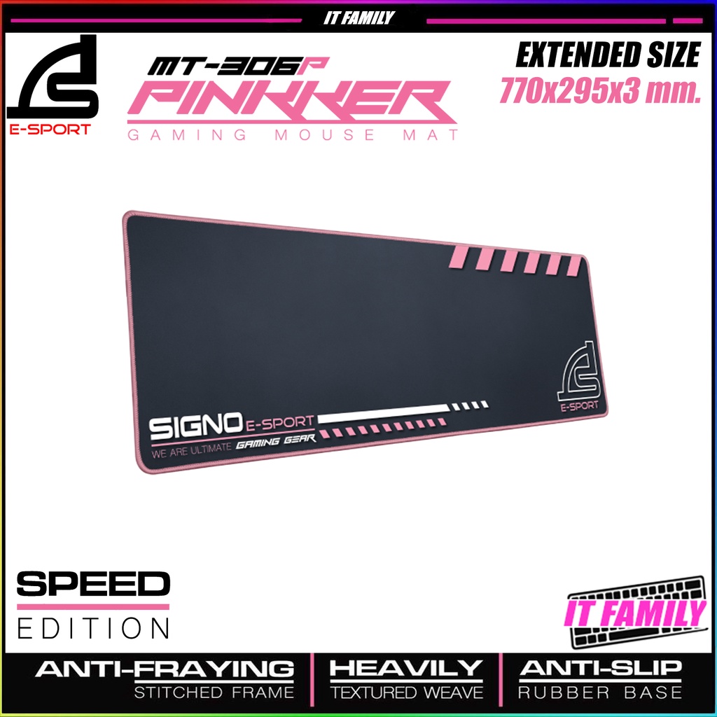 แผ่นรองเมาส์ SIGNO E-Sport MT-306P PINKER รองคีย์บอร์ด สีชมพู ไซต์ยาว ...