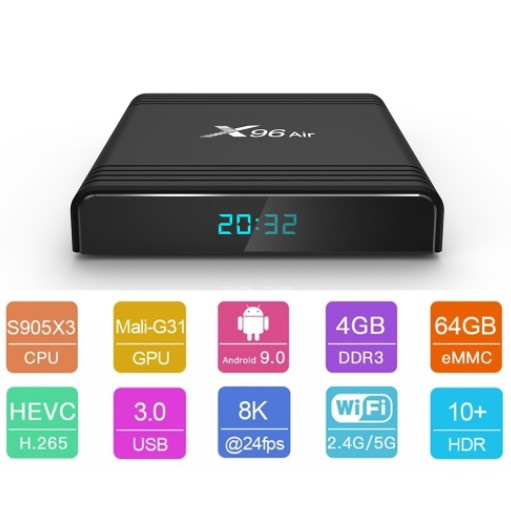 กล่องแอนดรอยด์ X96 AIR X3 S905X3 8K LAN เร็ว 1000M android 9.0 Android TV Box YouTube/Netflix ...