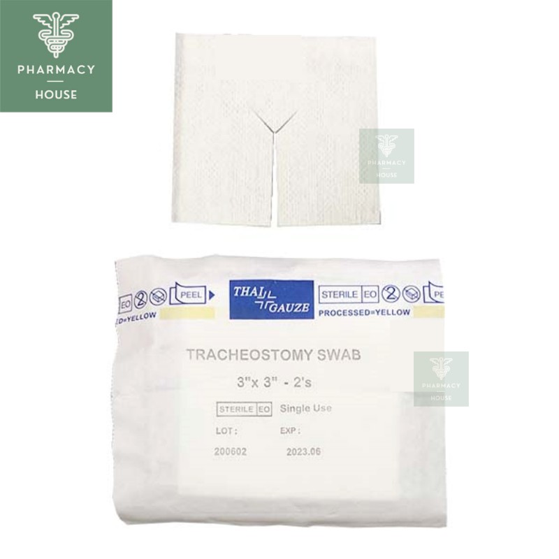Thai-Gauze Sterile Tracheostomy swab 3x3นิ้ว ผ้าก๊อสเจาะคอ 20 ซอง ...