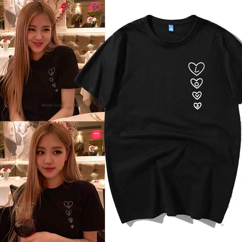 NEW T-Shirt Blackpink ROSE Tshirt Kpop ฤดูร้อนของเด็กชายหญิงแขนสั้น ...