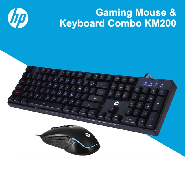 HP คีย์บอร์ด KM200 Keyboard + Mouse LED Back Light (BLACK) | Shopee ...