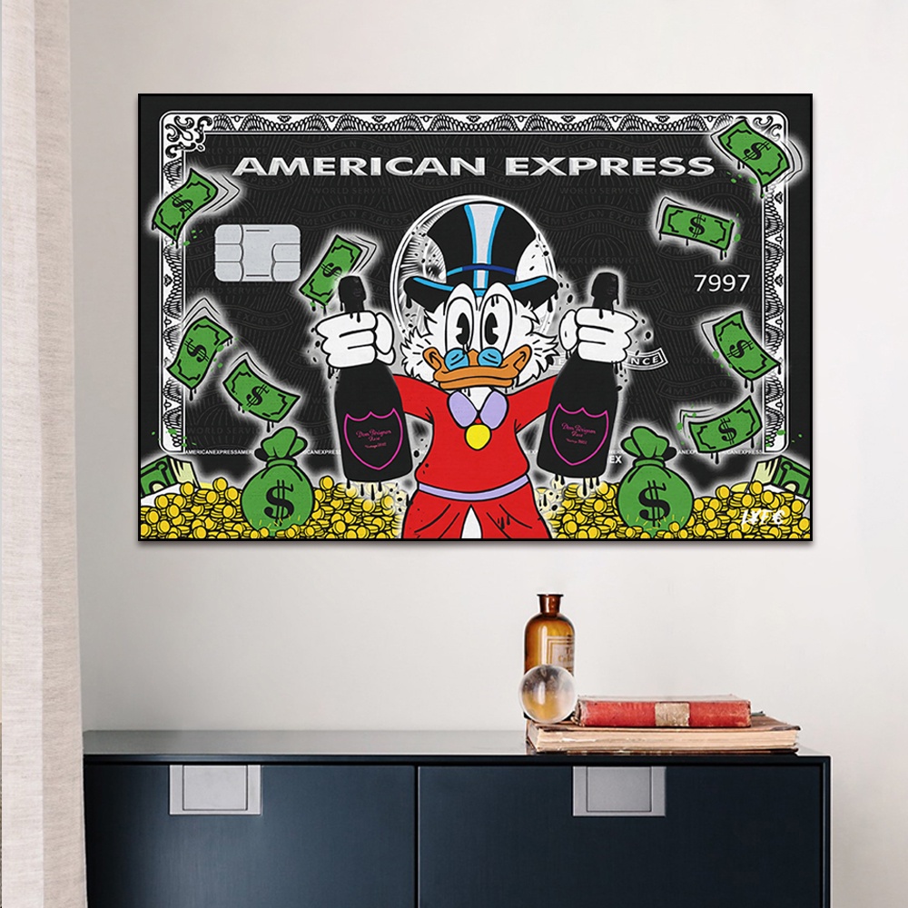 Disney Donald Duck ผ ้ าใบภาพวาดสีน ้ ํามัน Graffiti 0k Monopoly Money ...