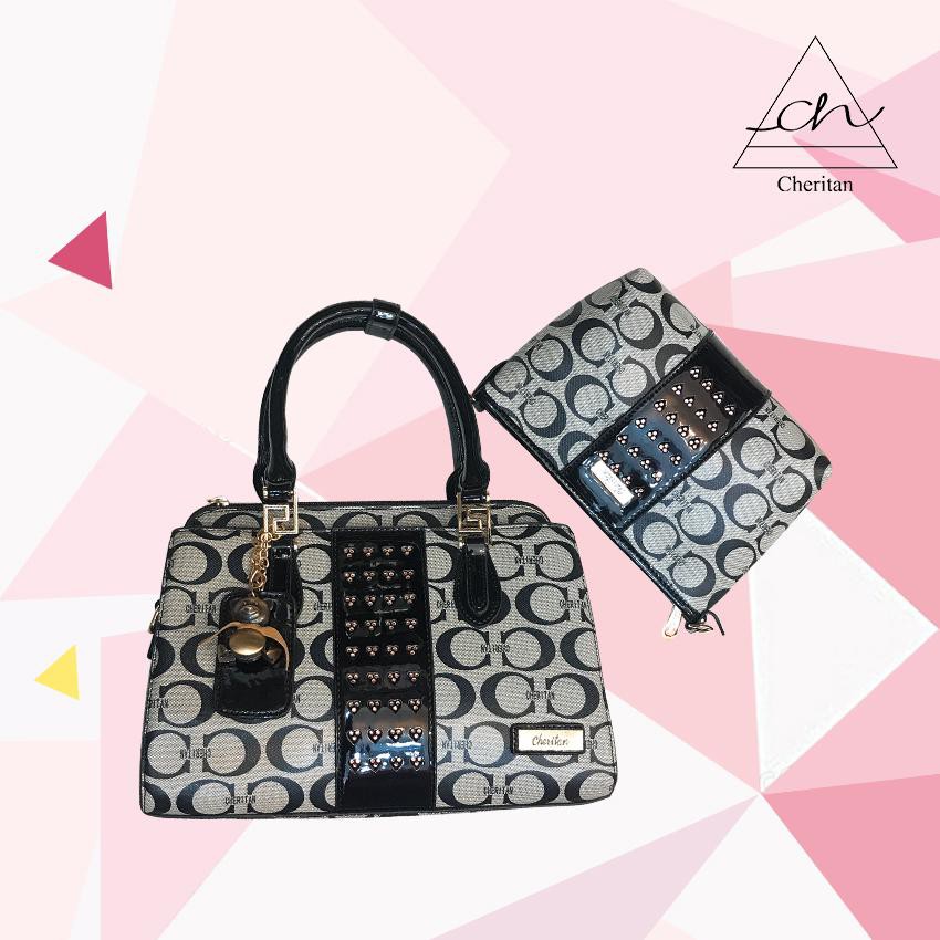 Cheritan กระเป๋าเซต 2ใบ รุ่นA7-1 กระเป๋าแม่ลูก ฉลุติดคริสตัล เชอริตัน ...