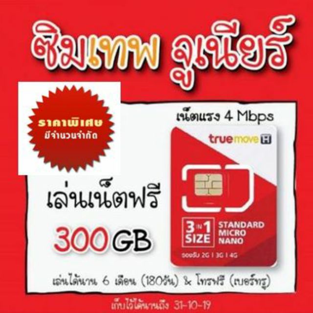 ซิมเทพจูเนียร์ 4Mbps 200GB+100GB นาน 6 เดือน และโทรทรูฟรีไม่จำกัด | Shopee Thailand