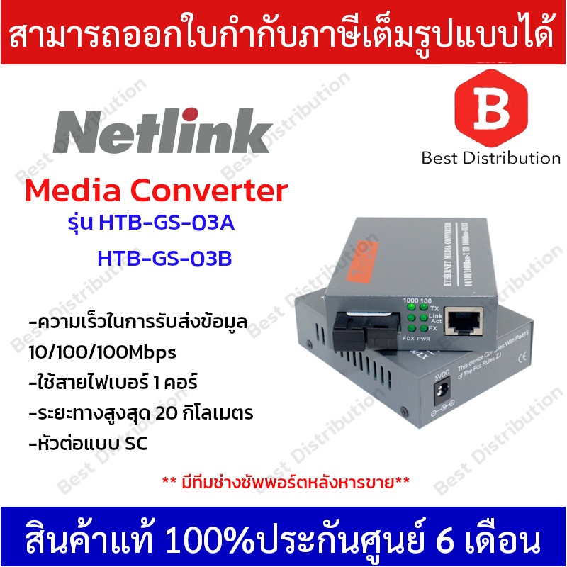 Netlink Media Converter Fiber Optic Gigabit รุ่น HTB-GS-03 (A-B ...
