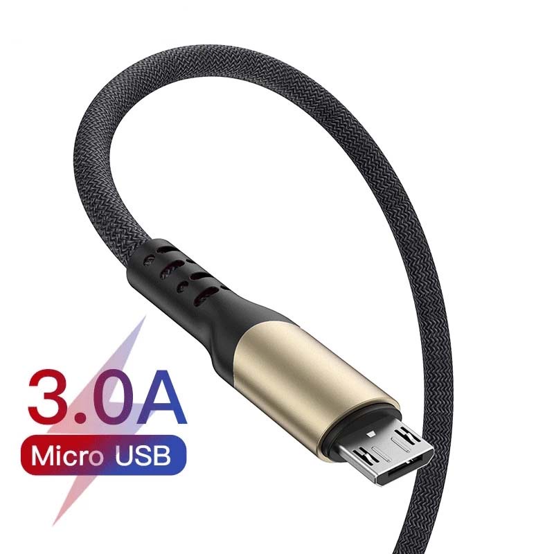 3A Micro USB Cable Data Cable Fast Charging USB Crack Protection Cord ...