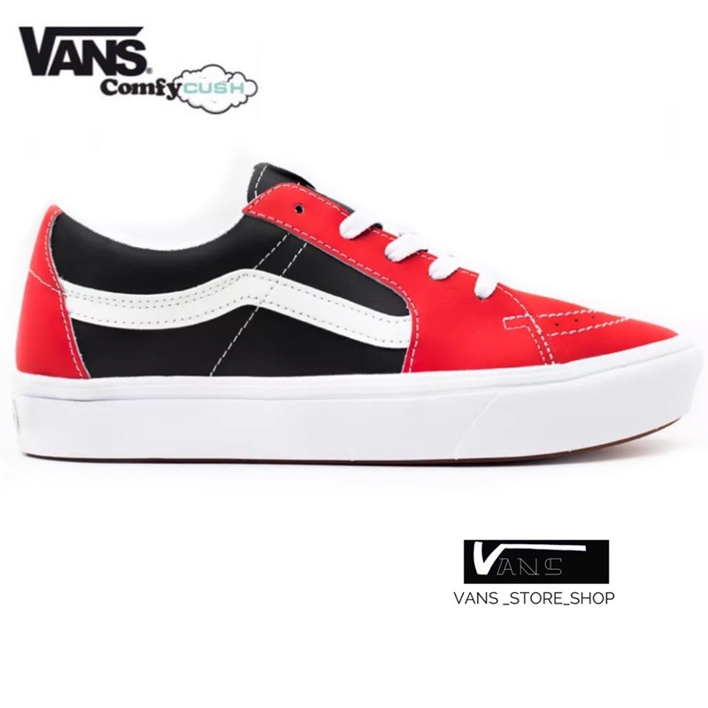 VANS SK8 LOW COMFYCUSH LEATHER RED TRUE WHITE SNEAKERS สินค้ามีประกัน ...