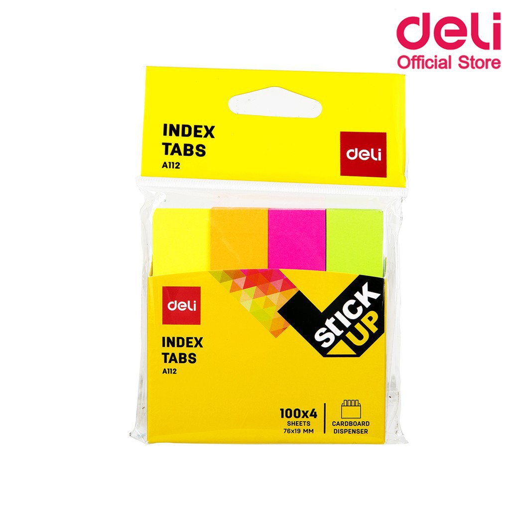 Deli A11202 Sticky Note กระดาษโน๊ตกาวสีนีออน 4x100แผ่น 76x19mm | Shopee ...