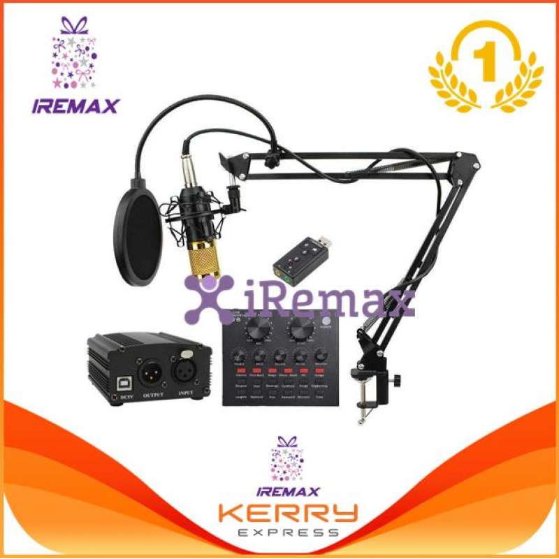 iRemax BM800 พร้อมอุปกรณ์ห้องอัดครบเซ็ต ไมค์อัดเสียง, ขาตั้งไมค์, Mic Pop Filter, Phantom 48V ...