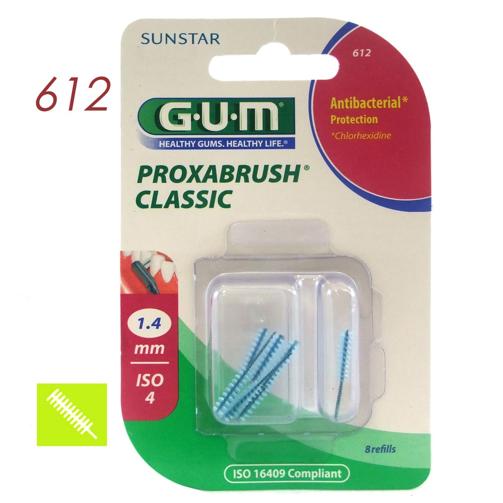 GUM แปรงซอกฟัน Proxabrush Classic 8 refills 412/612/414/614, handle ...