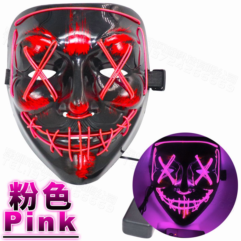 Halloween LED Mask Neon Party Luminous Light Scary The Purge Mask Glow ...