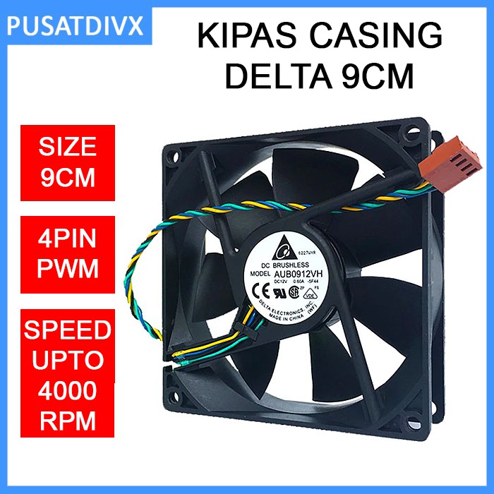 Delta CASING FAN CASE 9 ซม.90 มม.4000RPM 4PIN PWM FAN CASE PC ...