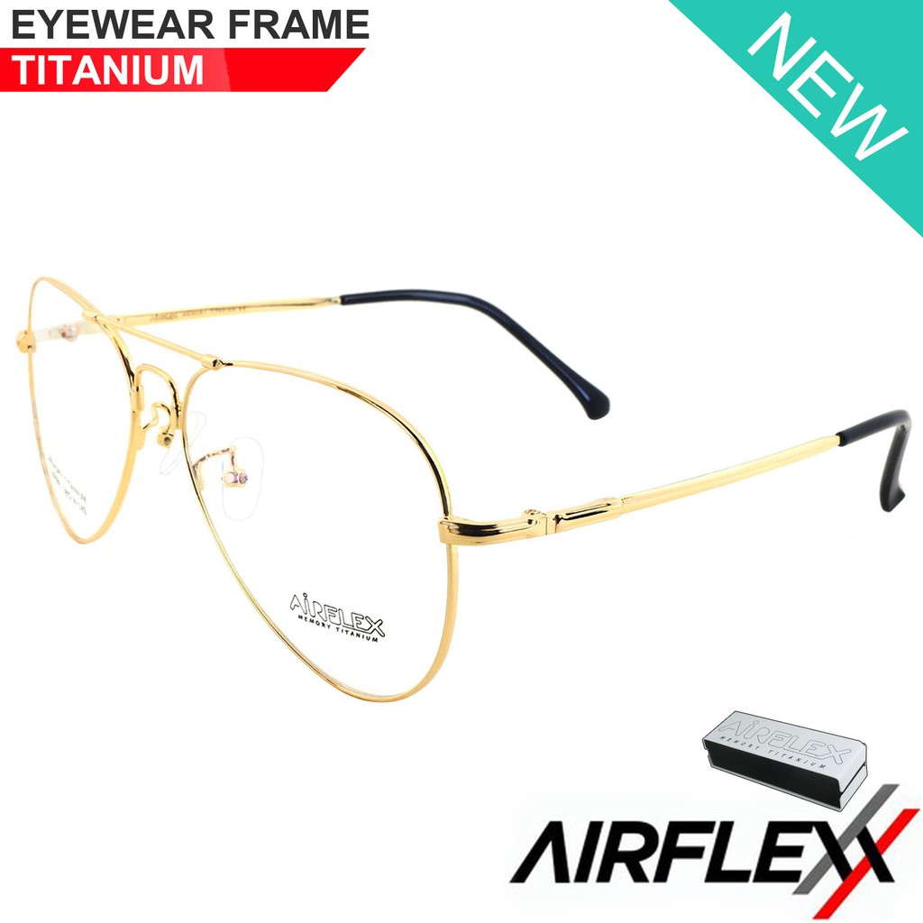 Titanium 100 % แว่นตา รุ่น AiRFLEX AF 888 C-4 สีทอง กรอบเต็ม ขาข้อต่อ ...