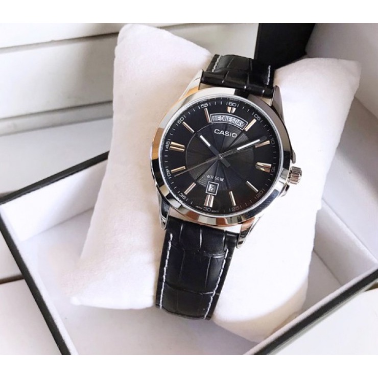 นาฬิกา Casio แท้100% รุ่น MTP-1381L-1A นาฬิกาผู้ชายสายหนังสีดำ ของแท้ ...