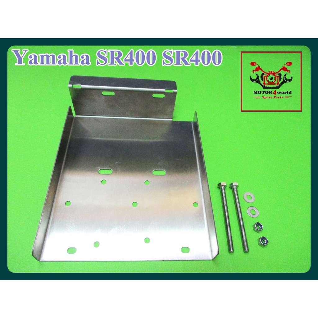 YAMAHA SR400 SR400 year 1985-2009 BATTERY TRAY SET "STAINLESS STEEL ...
