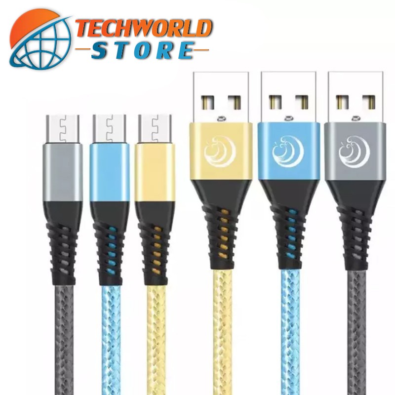 สายชาร์จ Mirco USB 1.8M 1กล่องมี3เส้น (Pack of 3) สายผ้าถักแบบกลม ...