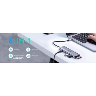 UGREEN รุ่น 70411 Converter Type-C 6 in1 Type-C to USB 3.0*2 + HDMI ...