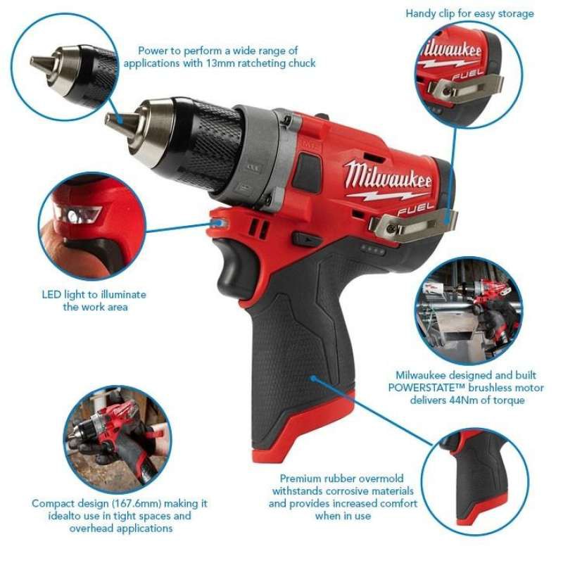 Milwaukee M12FPD พร้อม แท่นชาร์จ และอุปกรณ์ตามรูป รุ่น M12 FPD สีแดง ...