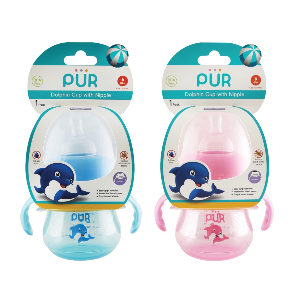 (ลด 50%) PUR แก้วหัดดื่ม Dolphin Cup with Nipple ขนาด 8 ออนซ์ | Shopee ...