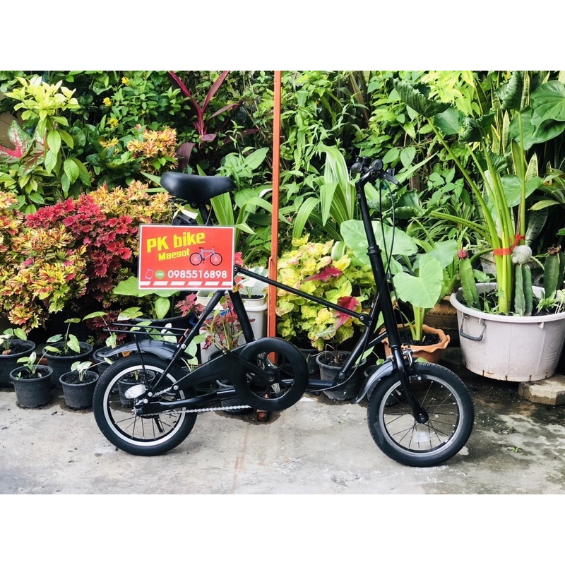 จักรยานพับเล็ก Gogo bike แท้ สีดำสวยๆ เฟรมเหล็ก ไซส์ 45 cm เบาะทรงแม่บ้าน ดุมเบรคหลัง(M ...