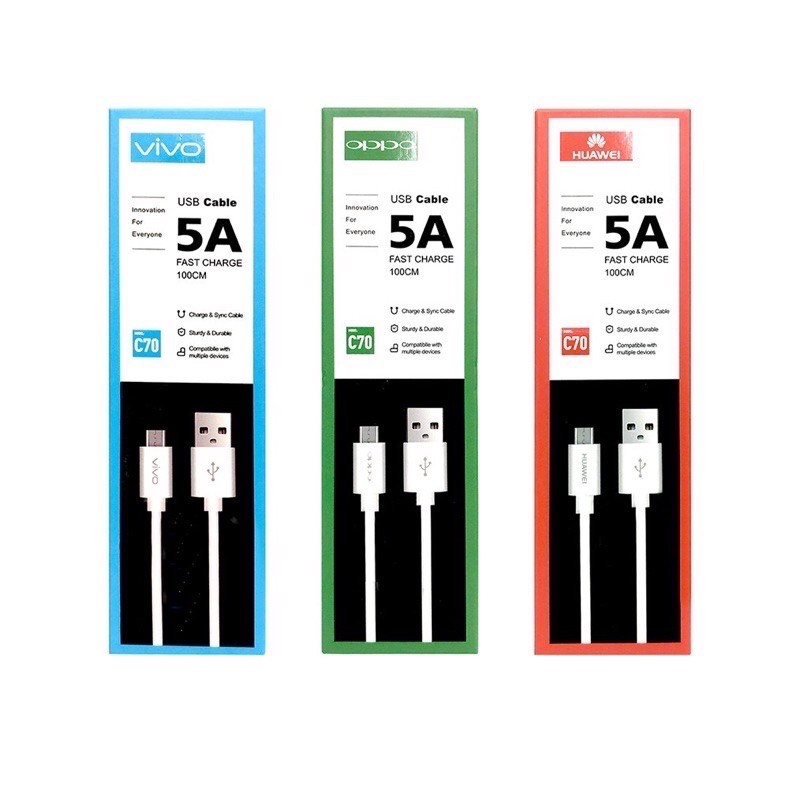 สายชาร์จ VIVO/OPPO/HUAWEI รุ่น C70 สำหรับพอร์ตชาร์จ Micro usb | Shopee ...