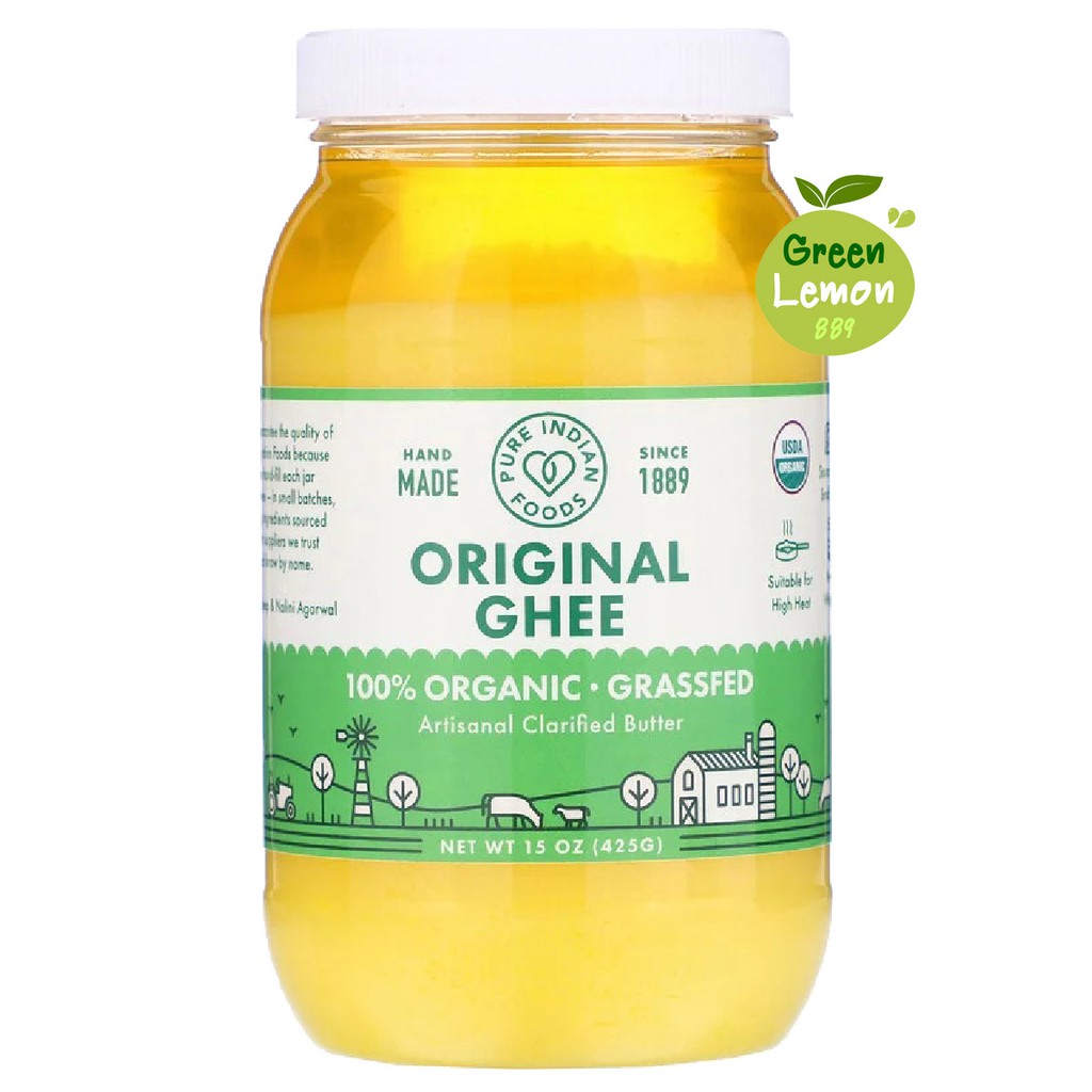 ถูกสุด🔴 Pure Indian Foods 100% Organic Grass-Fed Original Ghee 15oz ...