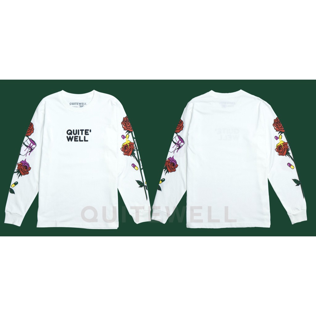 QUITEWELL เสื้อยืดแขนยาว 106 PILL ROSES WHITE เสื้อแขนยาว เสื้อผู้ชาย ...