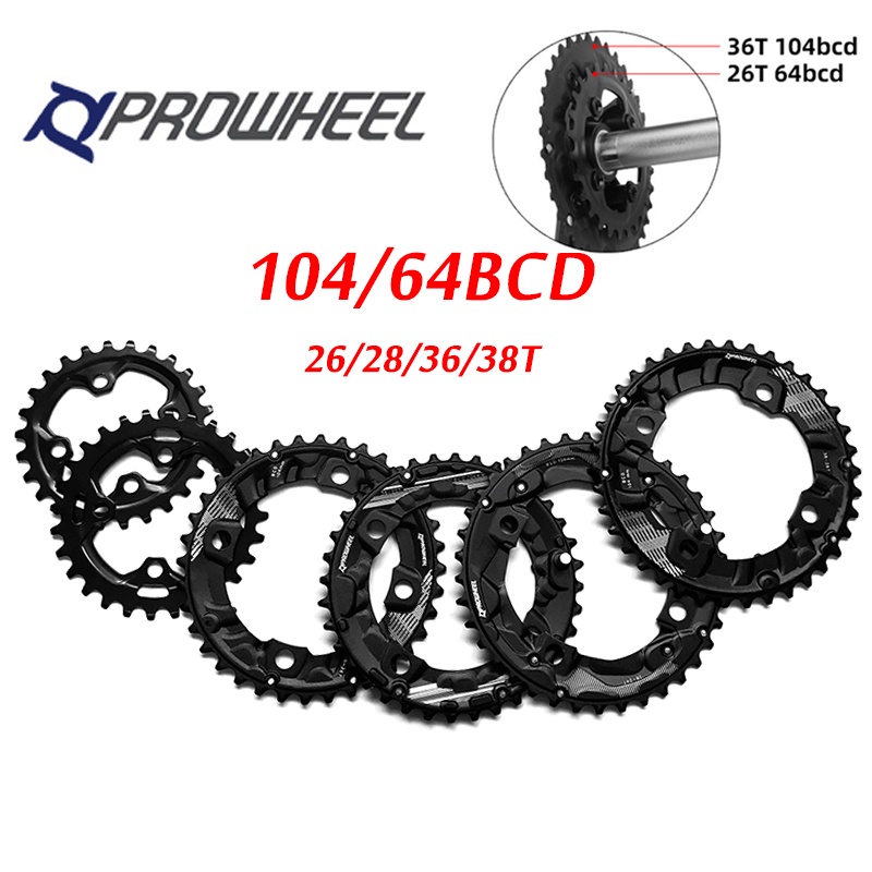 Prowheel ใบจานหน้าจักรยาน 104 64BCD 26T 28T 36T 38T สําหรับรถจักรยาน ...