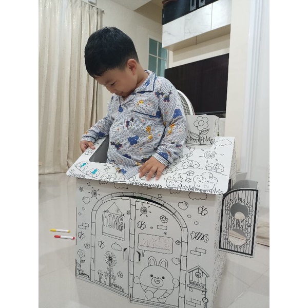Diy Doodle บ้านกระดาษระบายสี Diy เด็กๆสามารถเข้าไปเล่นได้เลย Shopee Thailand
