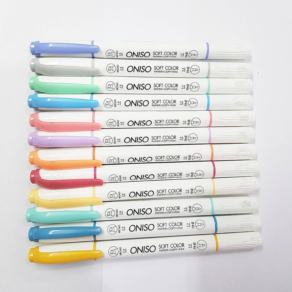 ปากกาไฮไลท์Oniso soft color 2 หัวในด้ามเดียว12ด้าม/เเพ็คคละสี | Shopee ...