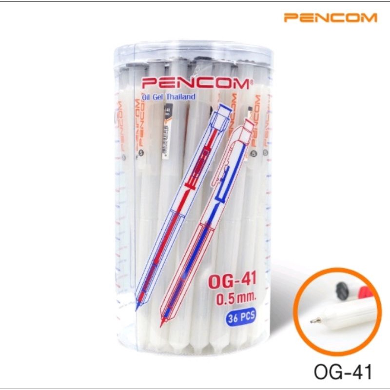 Pencom ปากกาลูกลื่นหมึกน้ำมัน OG-41 ขนาด 0.5มม. (12 แท่ง และ 36 แท่ง) | Shopee Thailand