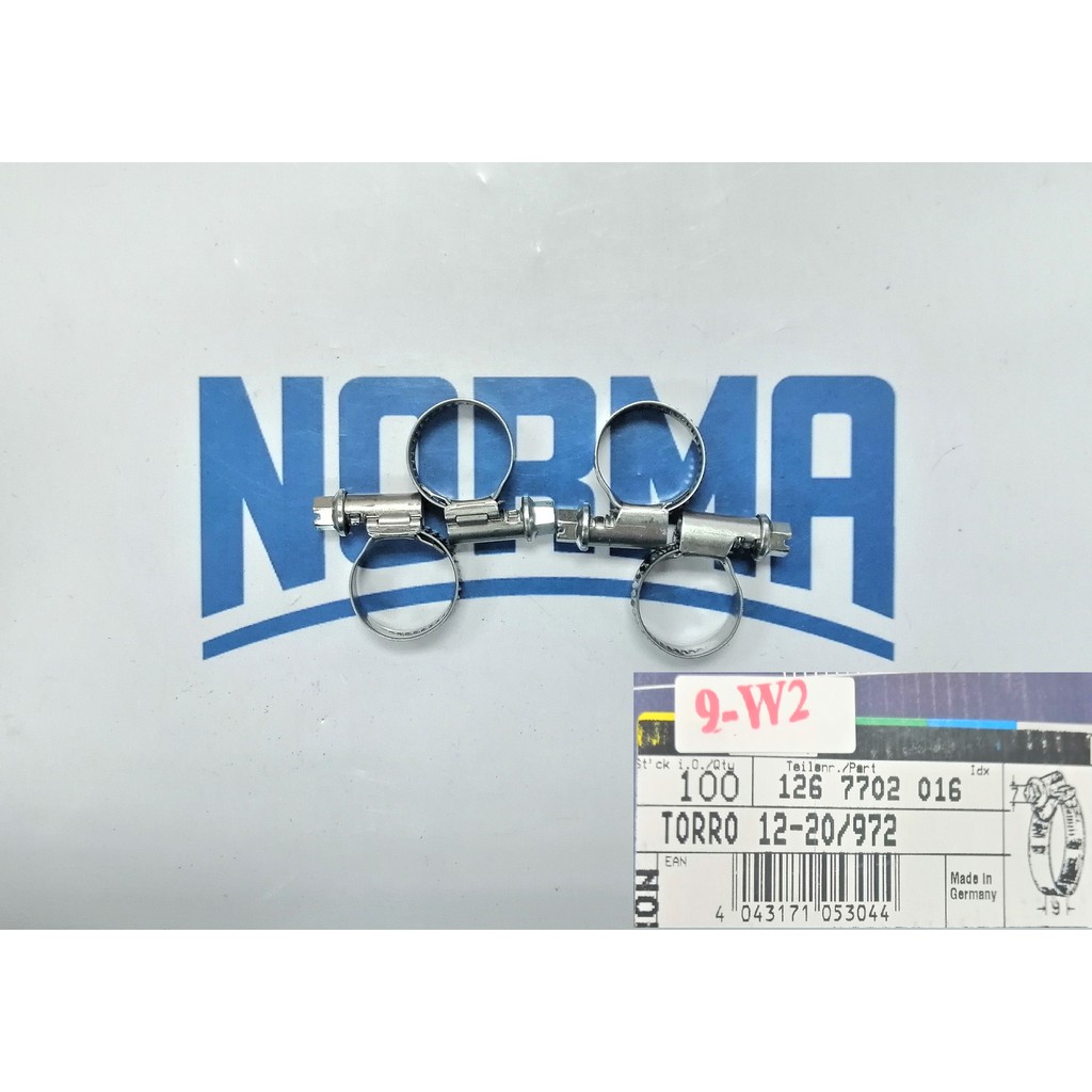 เหล็กรัดท่อสเตนเลส เข็มขัด NORMA W2-9 (8-12)-(130-150) NORMA TORRO W2 ...