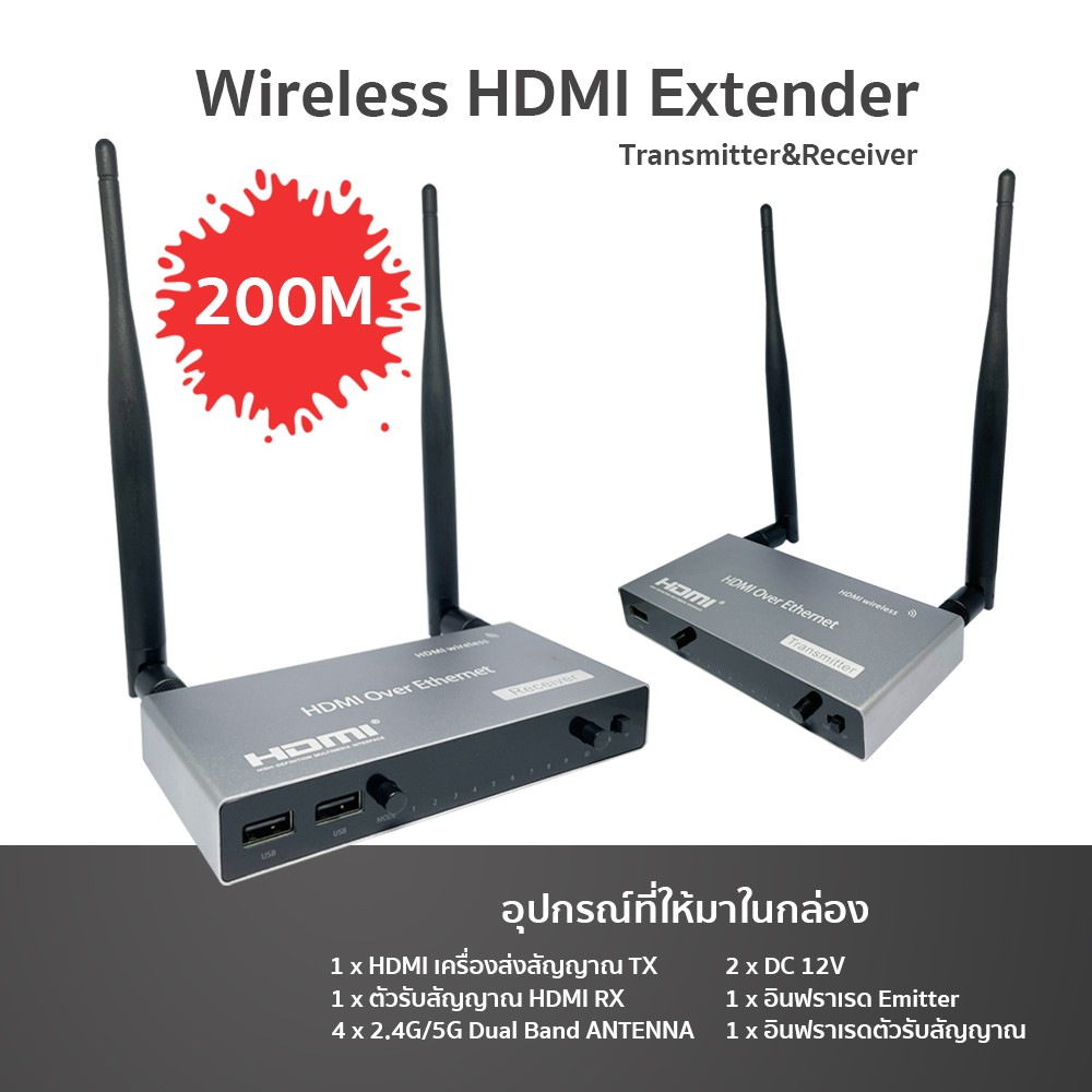 1080P HDMI Wireless Extender HDMI Wireless 200m Transmitter & Receiver ...