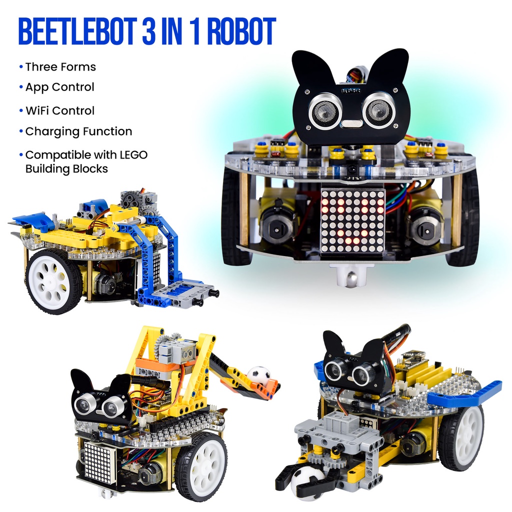 Keyestudio Beetlebot 3 in 1 Robot Car Kit +11 Projects Compatible with ...