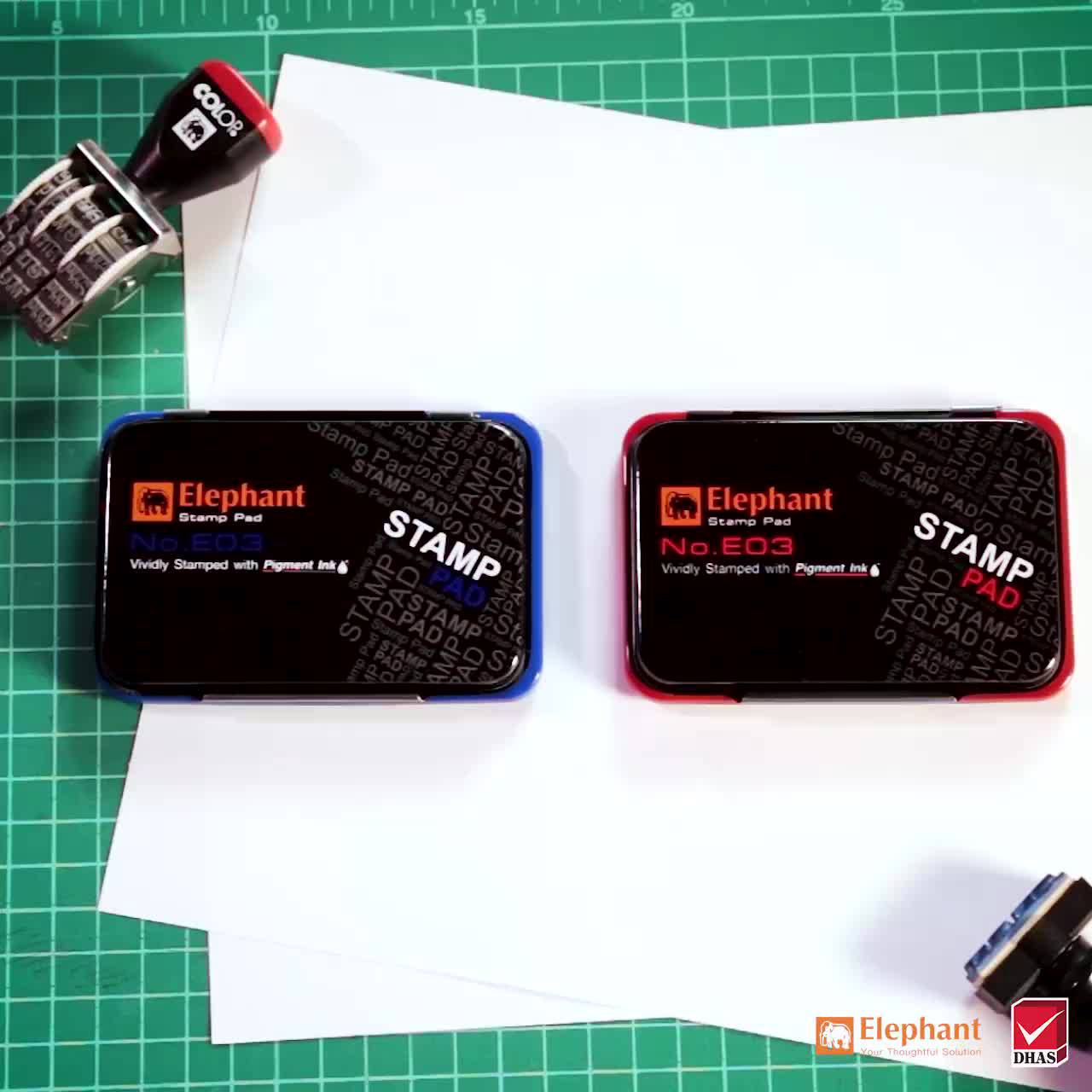แท่นประทับ ตราช้าง Elephant หมึกดำ แดง น้ำเงิน รุ่น E02 และ E03 และไส้เติมน้ำหมึก | Shopee Thailand