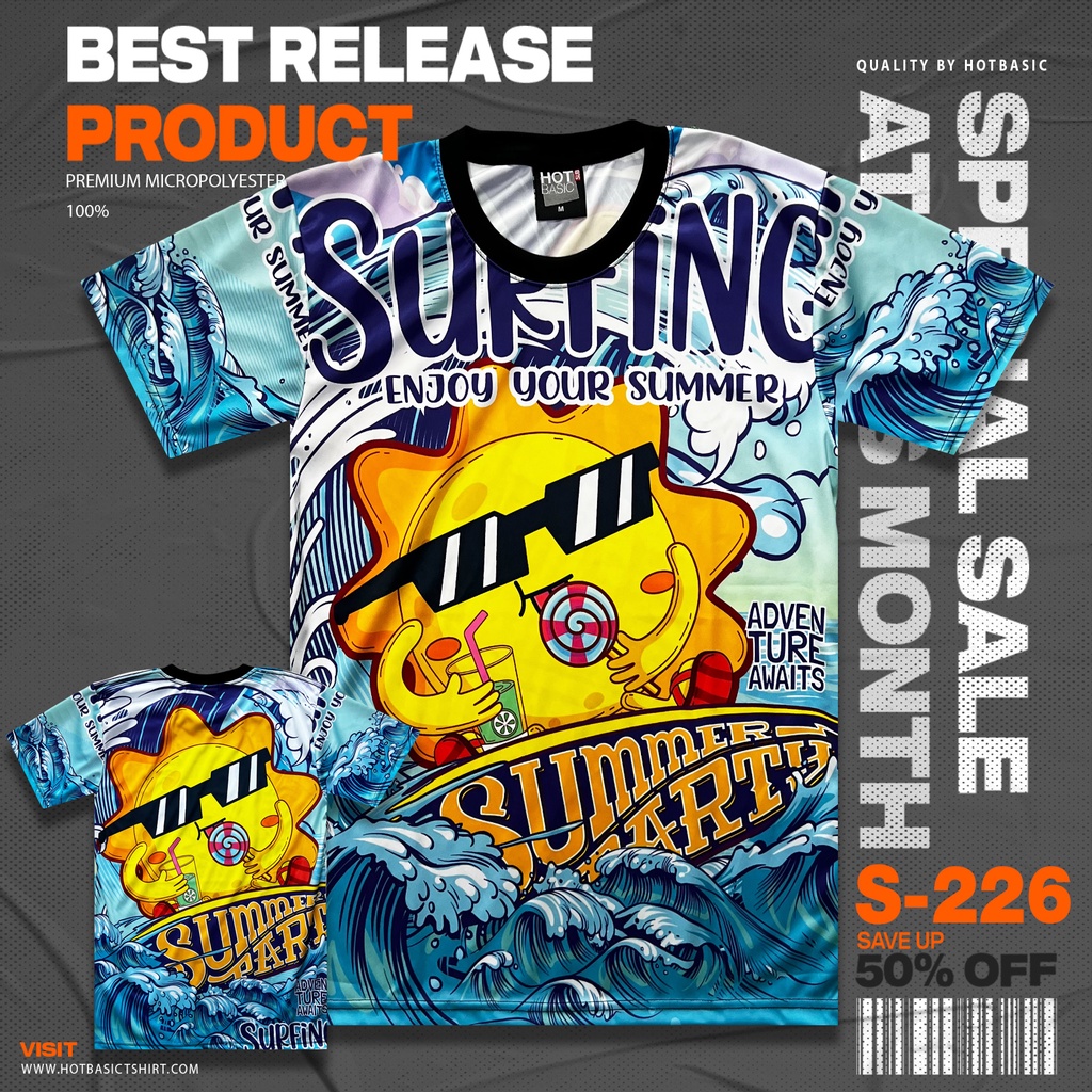 เสื้อยืด พิมพ์ลาย หน้า หลัง ผ้าไมโคร สตรีท นุ่ม สวมใส่สบาย แห้งเร็ว ไม่ต้องรีด By HotBasic S226 ...