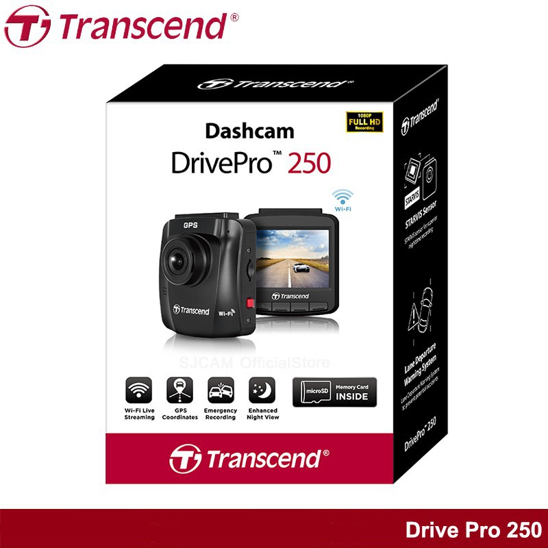 Transcend DrivePro 250 (DP250) Wi-Fi + GPS + Memory MicroSD Card 32GB ...