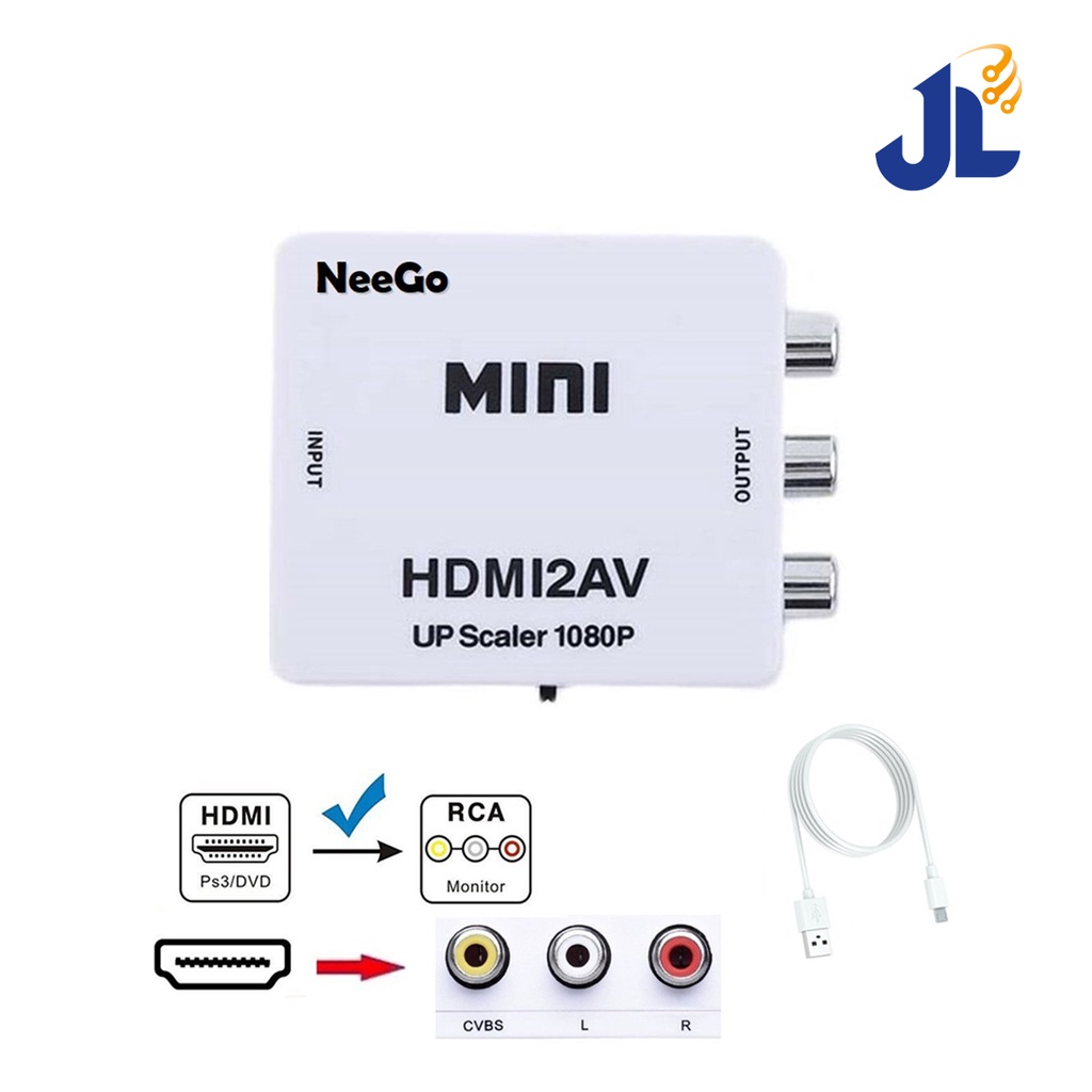 HDMI to AV (ขาว) Scaler อะแดปเตอร์ HD Video Converter HDMI to RCA AV ...