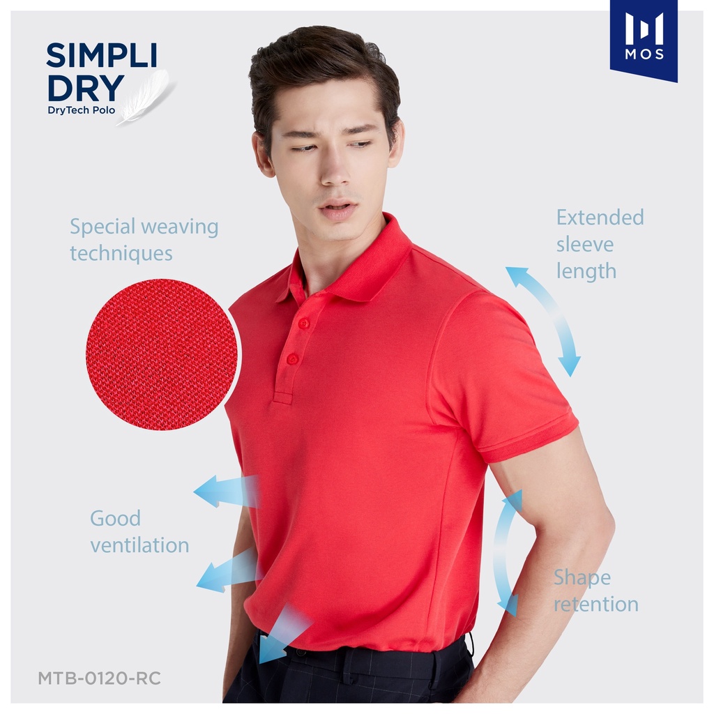 MOS SimpliDry ผ้า DRYTECH แท้ 100% โปโลผู้ชาย เหมาะสมมาก ใส่เป็นเสื้อทีม ยูนิฟอร์ม ลำลอง MTB ...