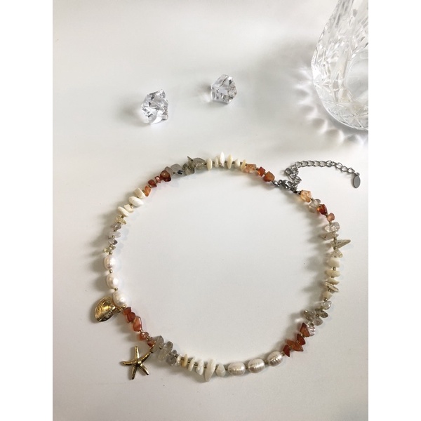 CHIC - LUCKY STONE COLLECTION สร้อยคอหินมุกน้ำจืด อะไหล่สแตนเลสไม่ลอก ...