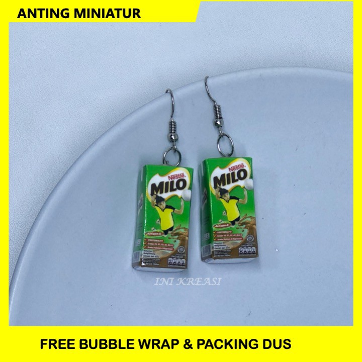 ที่ไม่ซ้ํากัน MINIATURE EARRINGS MILO MILK BOX | Shopee Thailand