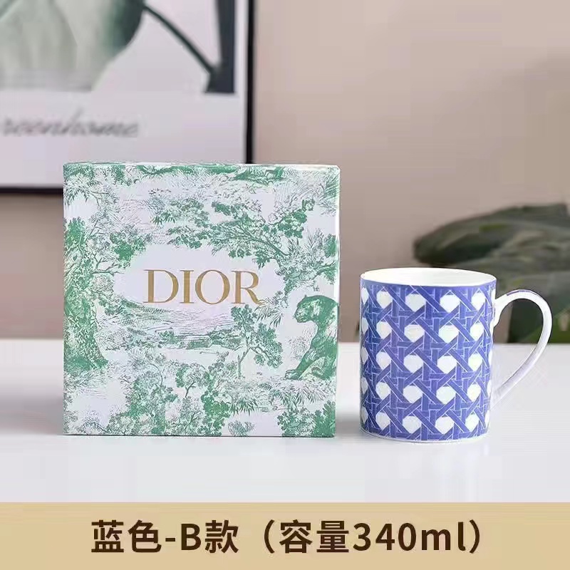 Dior mug bone china home breakfast cup couple coffee milk cup gift box ...