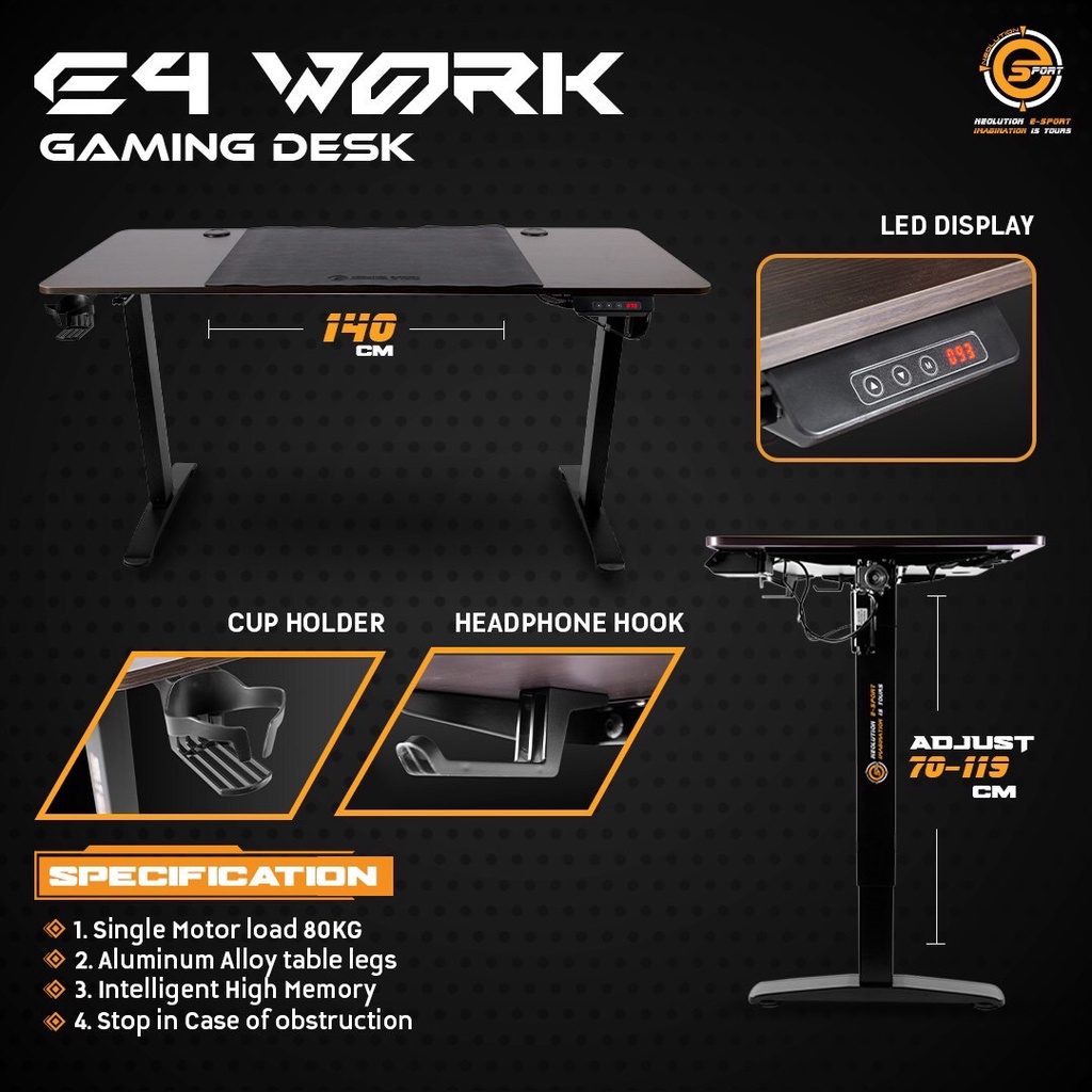 Neolution E-Sport Gaming Desk รุ่น E4WORK/E4 BLACK โต๊ะปรับระดับไฟฟ้า อัตโนมัติ เพื่อสุขภาพในการ ...