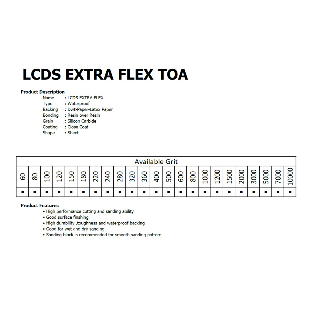 กระดาษทรายน้ำ TOA Extra Flex กระดาษทราย เบอร์ 60-7000 จำนวน 5 แผ่น ...