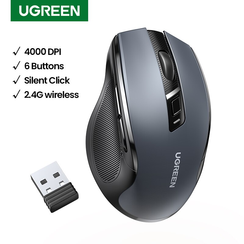 Ugreen Mouse Wireless Ergonomic Shape Silent Click 4000 DPI | Shopee ...