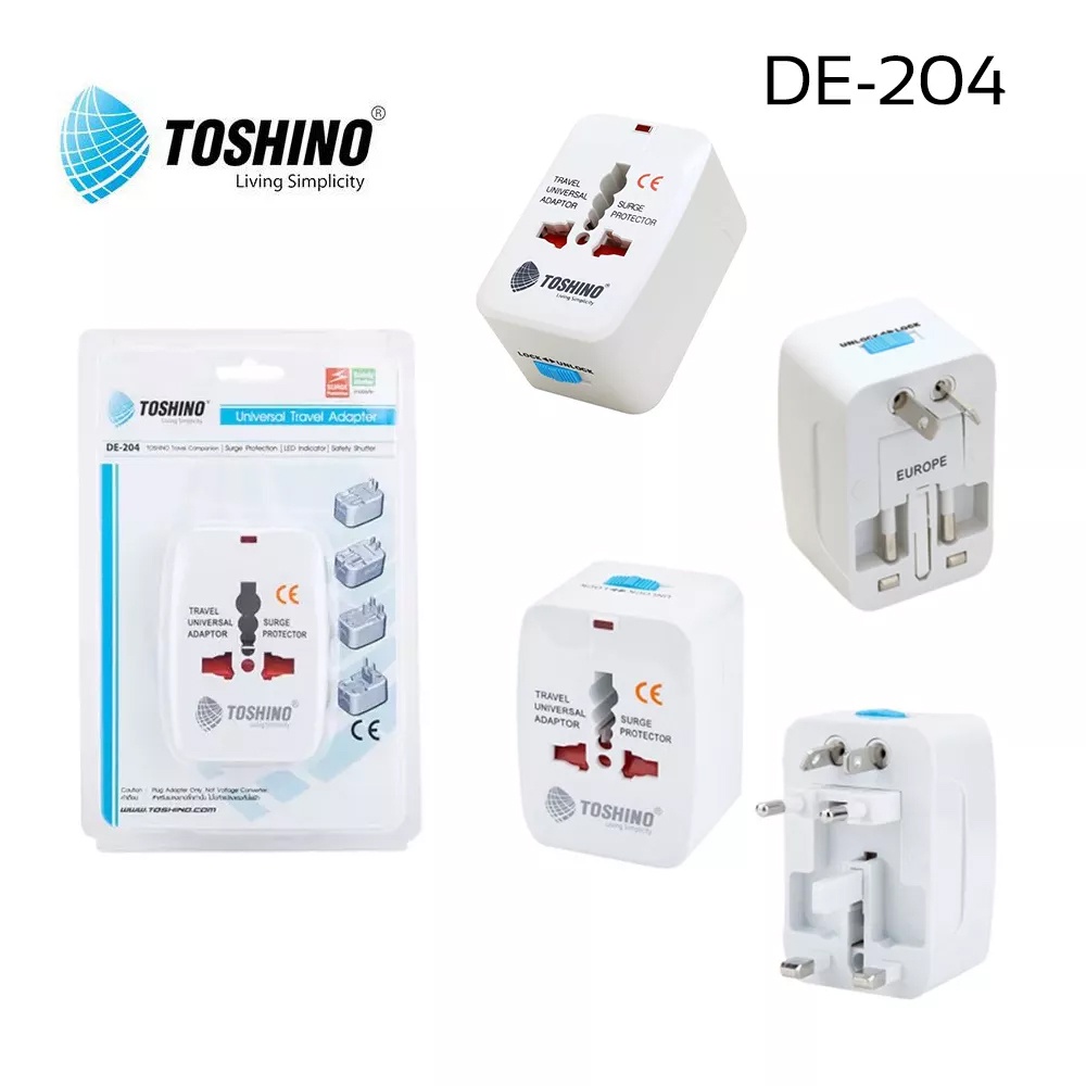 Toshino ปลั๊กเดินทางทั่วโลก Travel Universal Adapter 4 in 1 รุ่น DE-204 ...